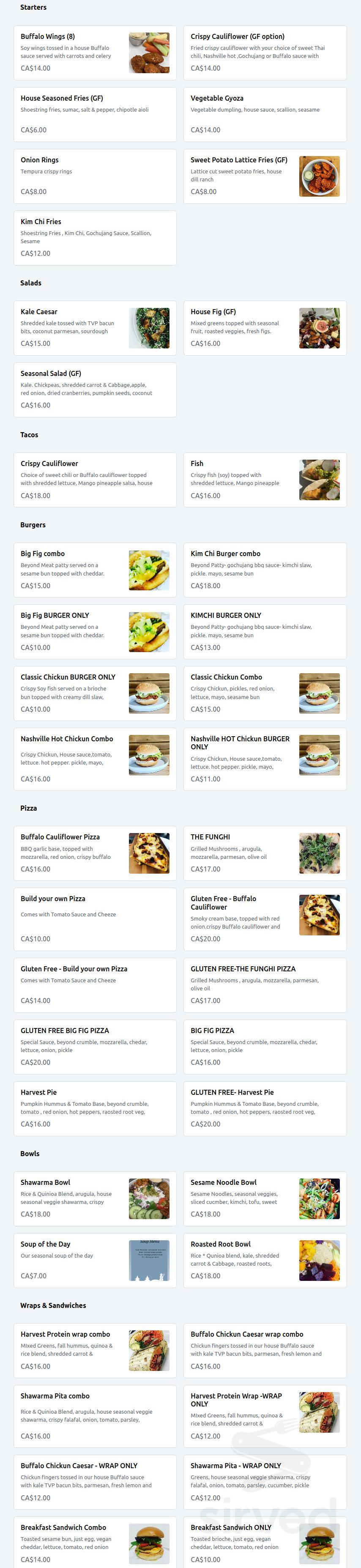 fig kitchen & market menus in Uxbridge, Ontario, Canada