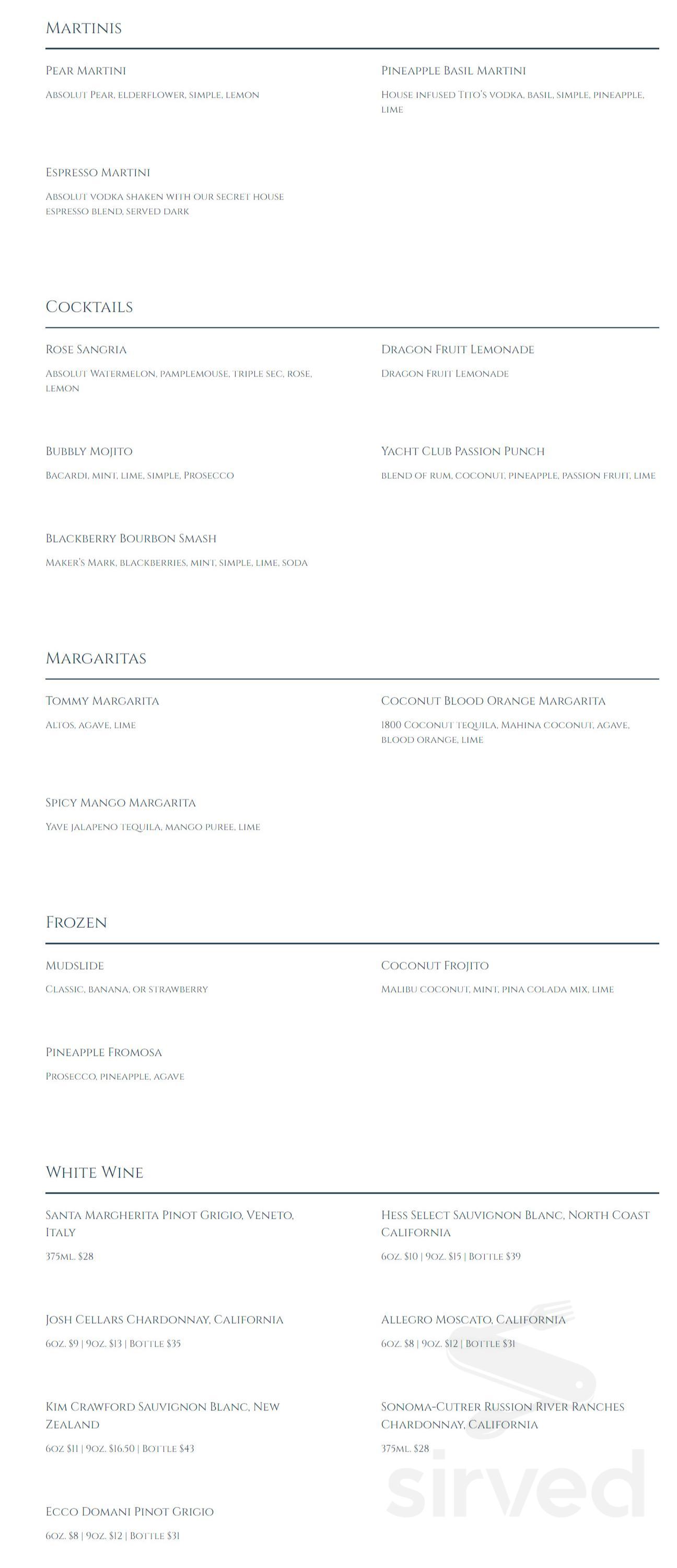 Pier 52 menu in Fall River, Massachusetts, USA