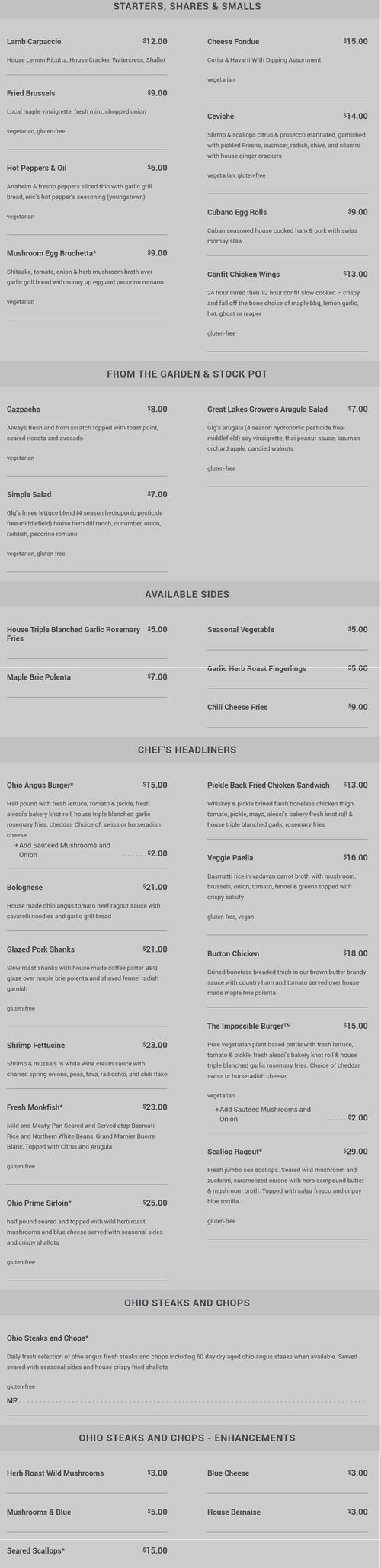 Warren's Spirited Kitchen menu in Burton, Ohio, USA