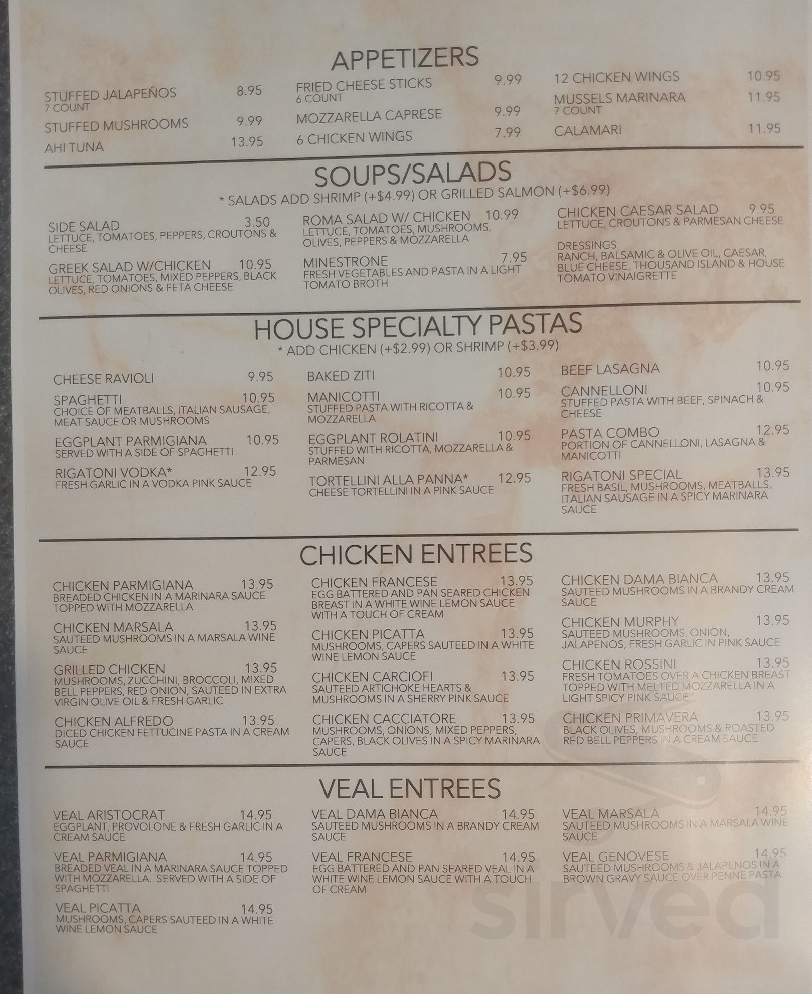 Roma Italian Kitchen menu in Longview, Texas, USA