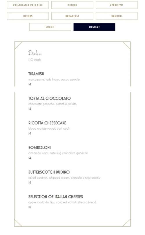 Dolce Italian - Philadelphia menu in Philadelphia, Pennsylvania, USA
