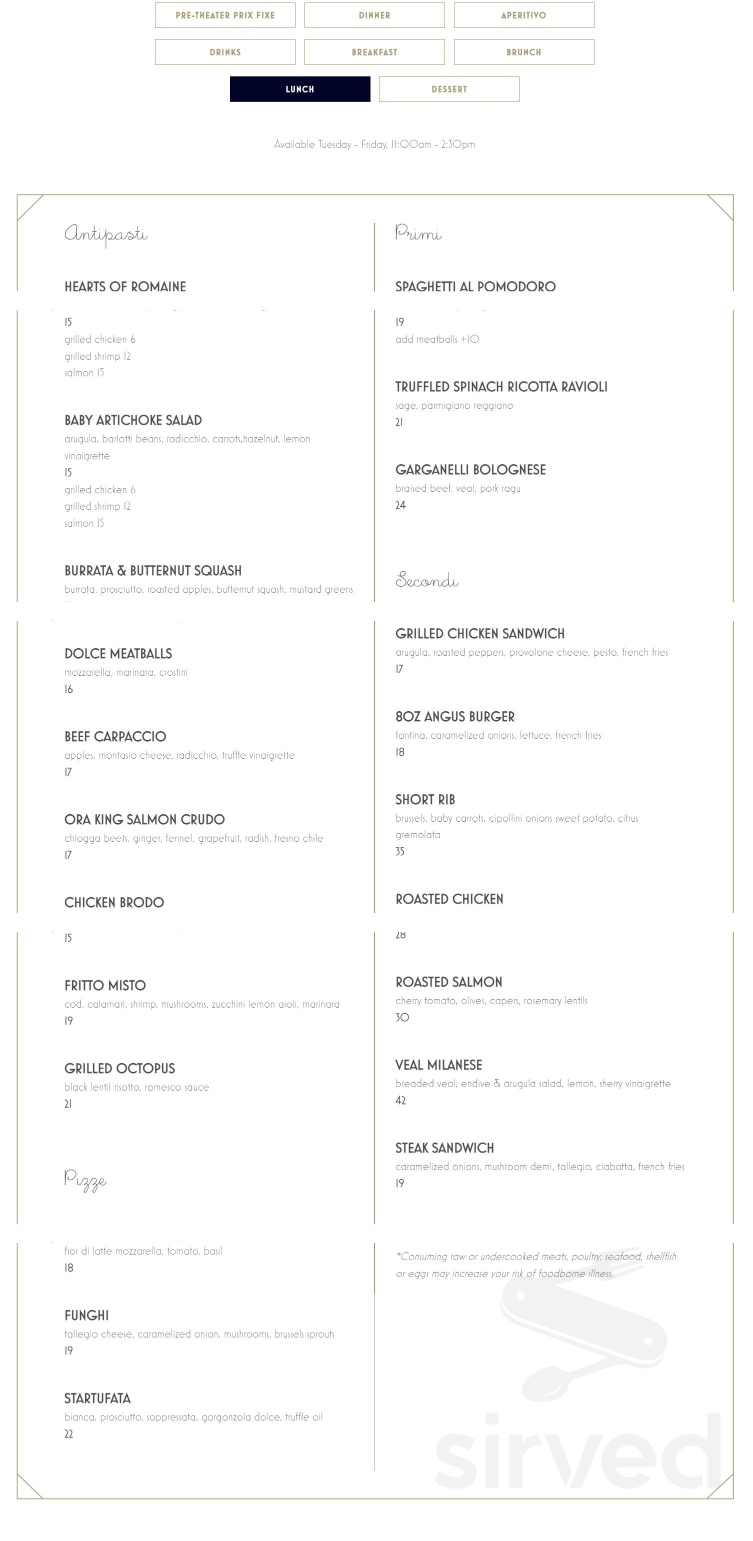 Dolce Italian - Philadelphia menu in Philadelphia, Pennsylvania, USA
