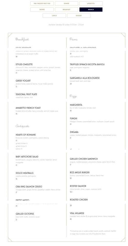 Dolce Italian - Philadelphia menu in Philadelphia, Pennsylvania, USA