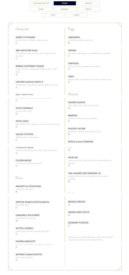 Dolce Italian - Philadelphia menu in Philadelphia, Pennsylvania, USA
