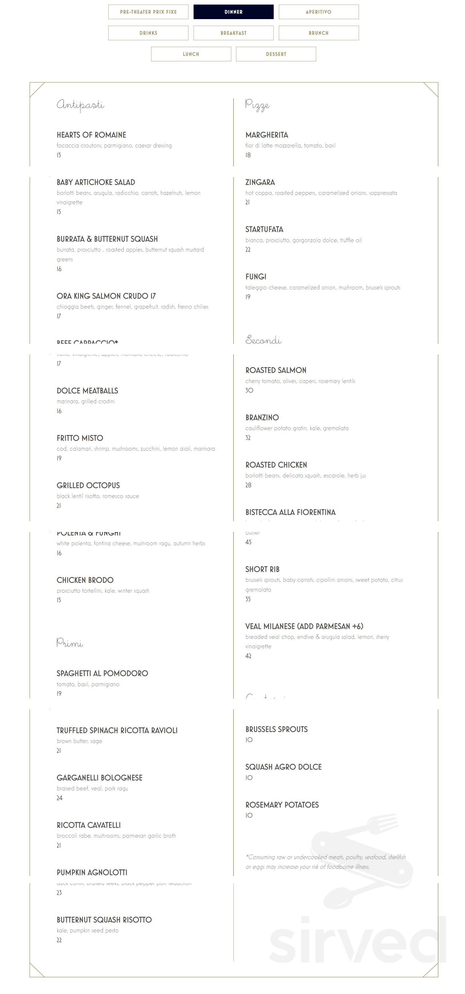 Dolce Italian - Philadelphia menu in Philadelphia, Pennsylvania, USA