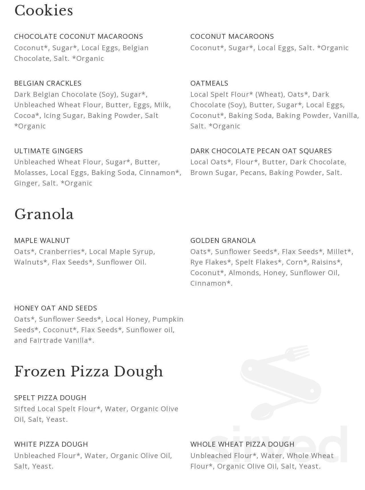 Menu - Kitchener ON's Golden Hearth Bakery | Sirved