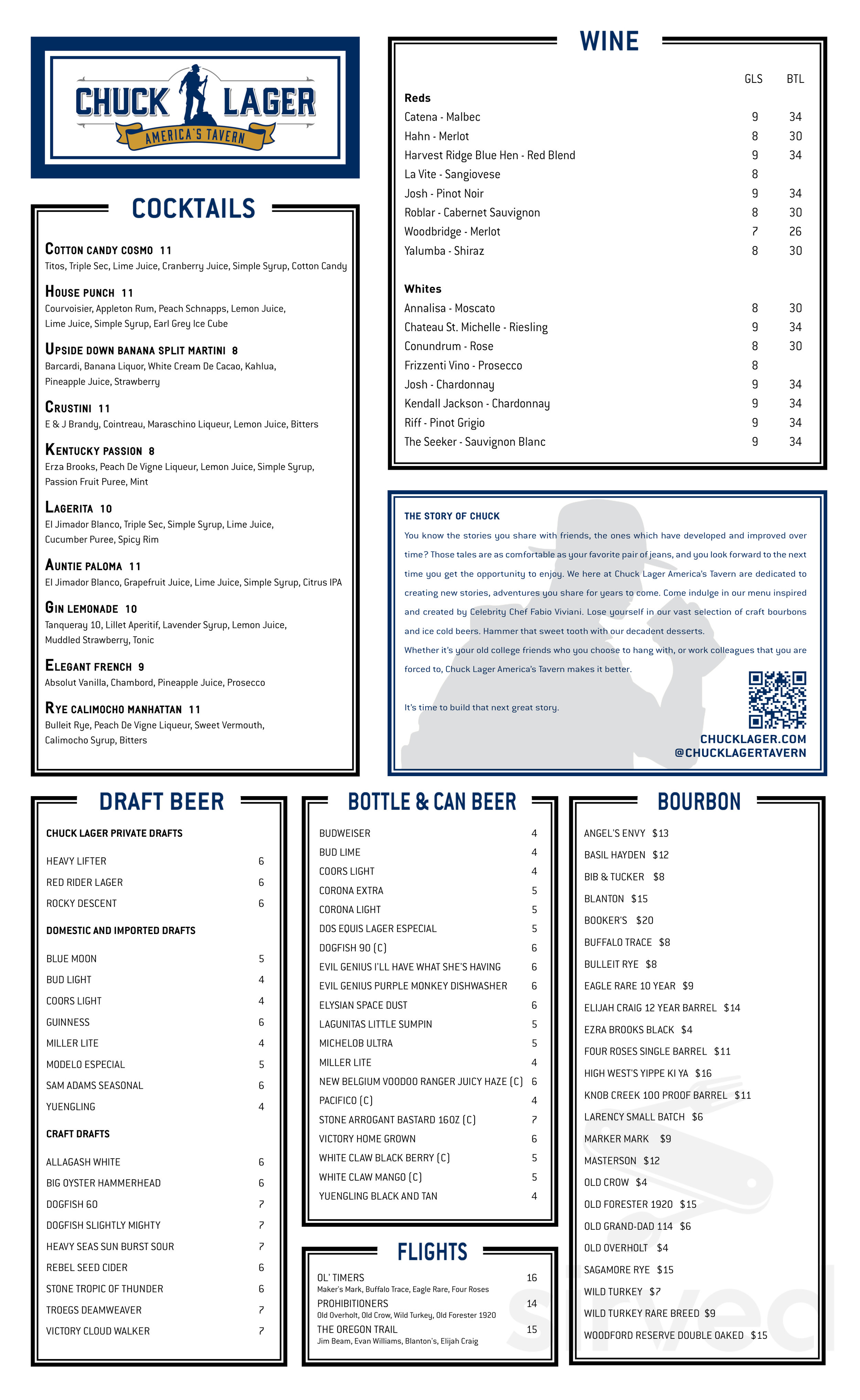 Chuck Lager America's Tavern menu in Barrington, New Jersey, USA