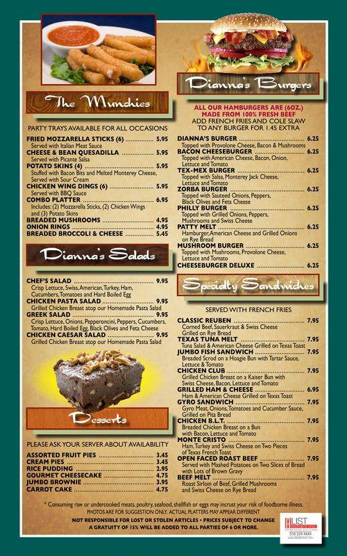 Dianna's Deli & Restaurant menu in Port Clinton, Ohio, USA
