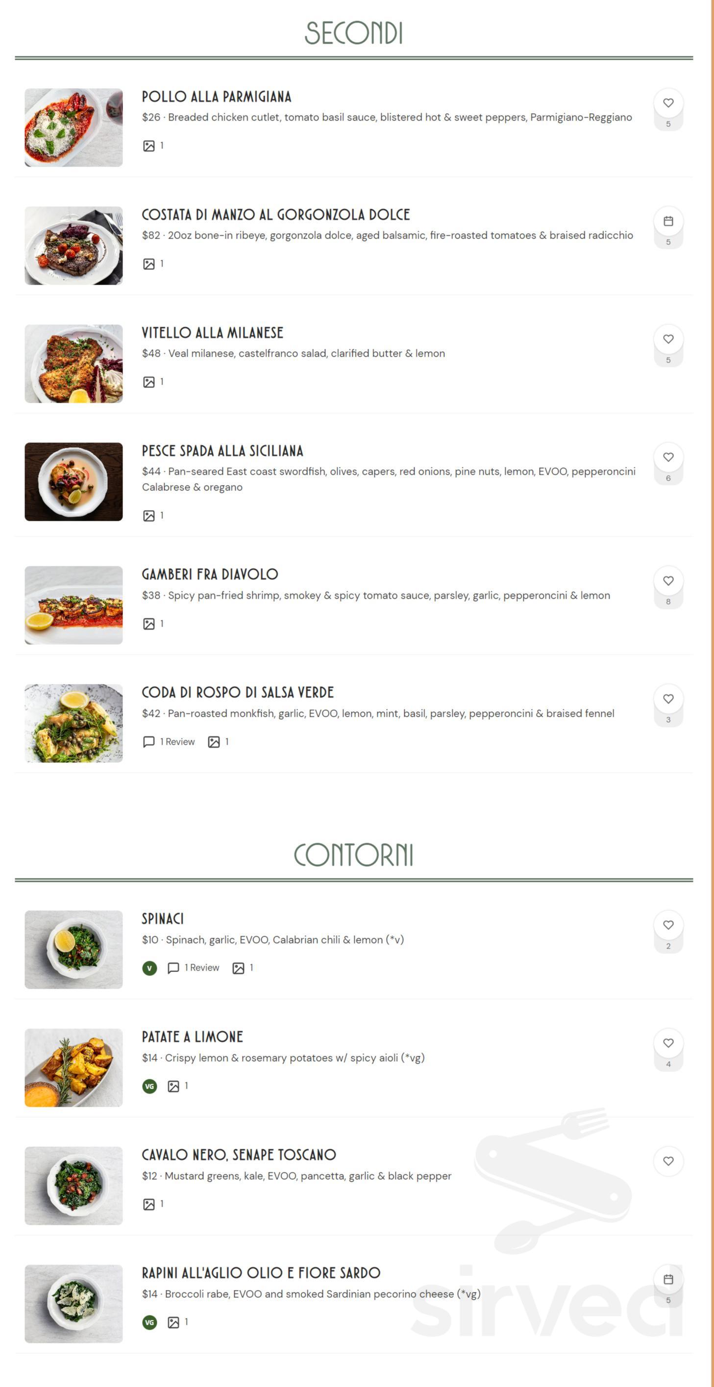 Trattoria Sofia menu in Houston, Texas, USA