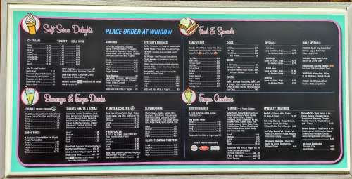 Wares Bros Frosty Treat menu in Traverse City, Michigan, USA