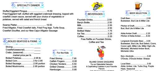 Menu for Harbor Seafood & Oyster Bar in Kenner, LA | Sirved