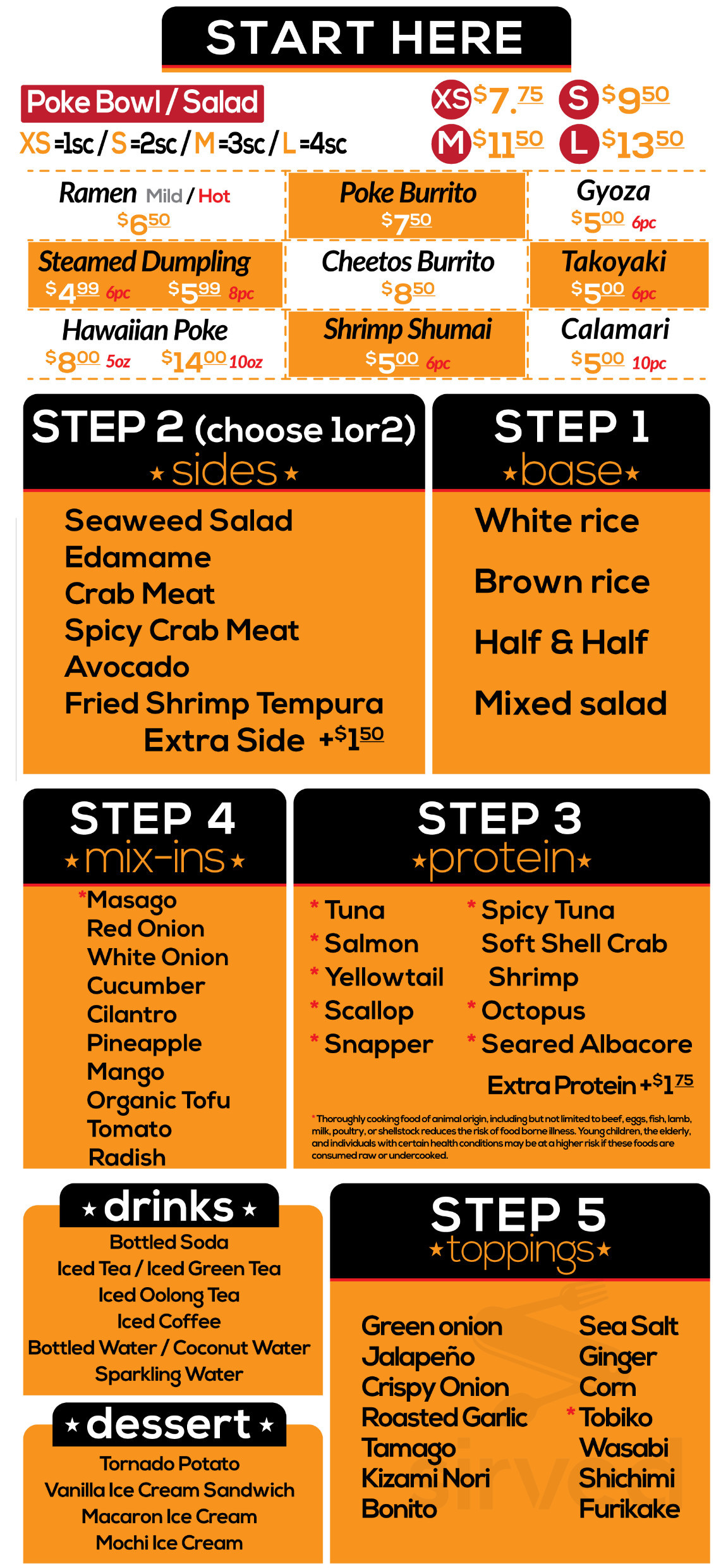 Menu for Poke Poku - Hawaiian Poke Bar - Las Vegas, NV | Sirved