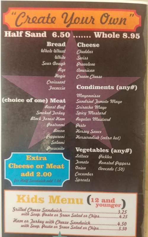 Pie Hut menu in Sandpoint, Idaho, USA