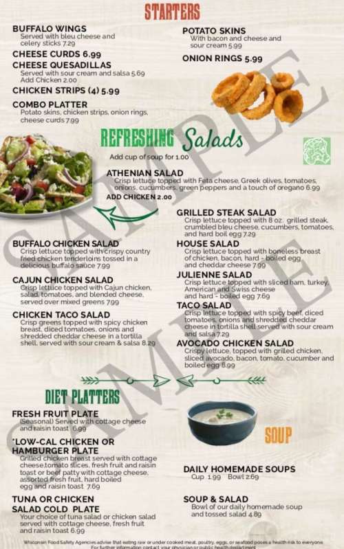 Sparta Family Restaurant menu in Sparta, Wisconsin, USA