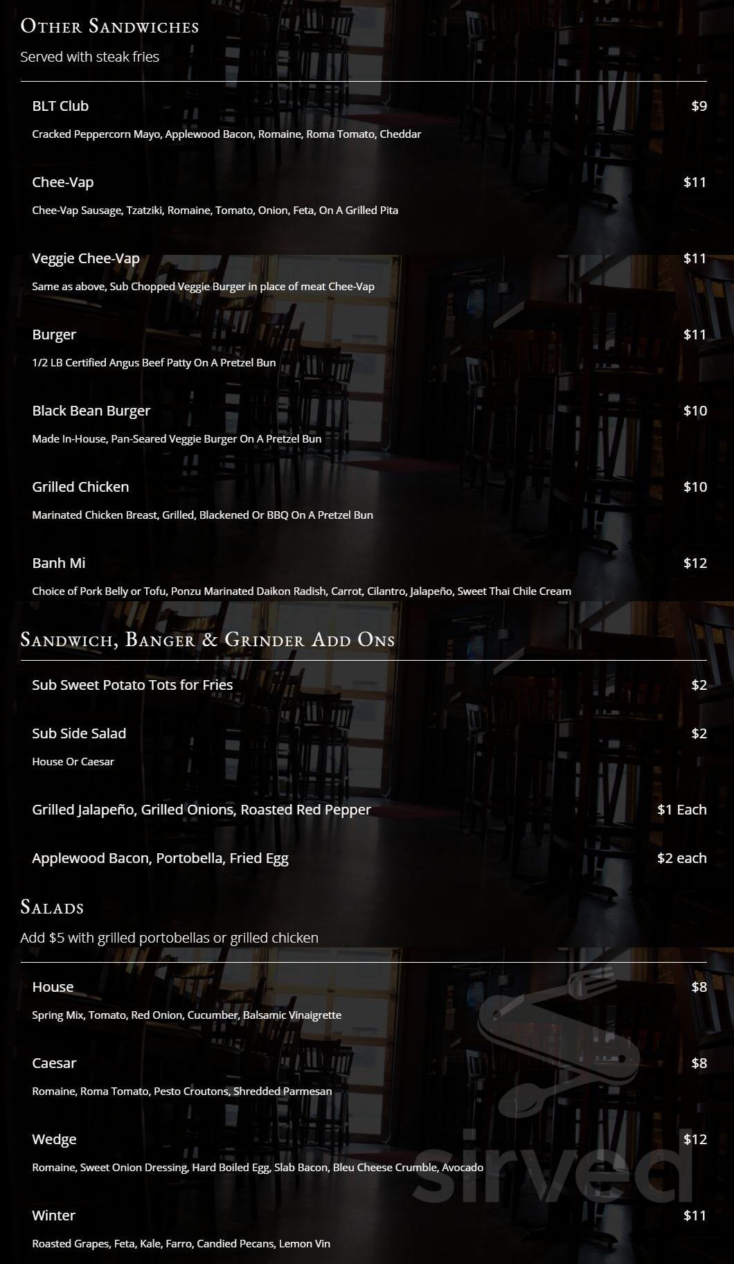 Menu - Chicago IL's The Aberdeen Tap | Sirved