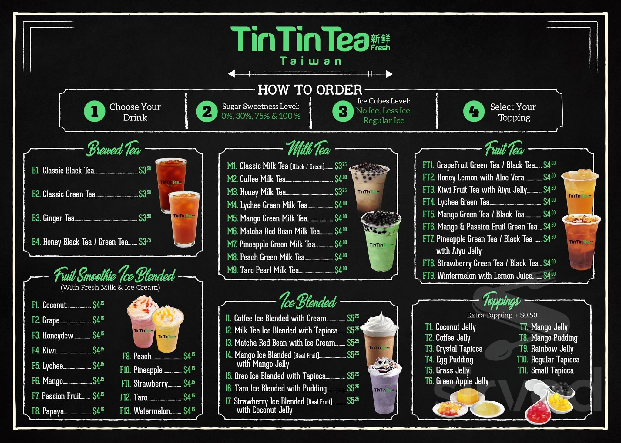 TINTIN TEA menu in Lacey, Washington, USA
