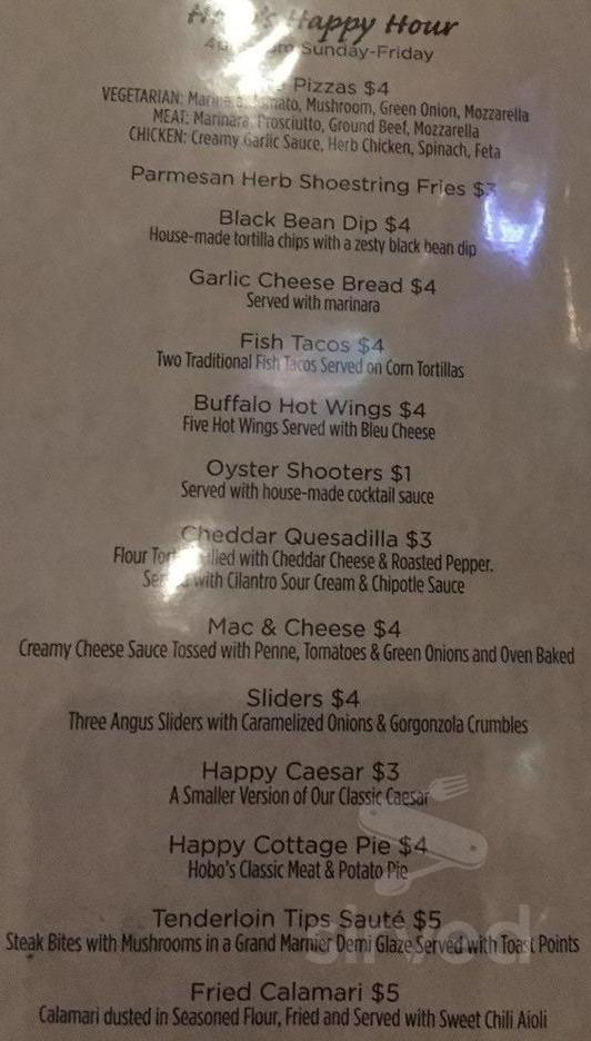 Menu for Hobo's | Restaurant & Lounge in Portland, OR | Sirved