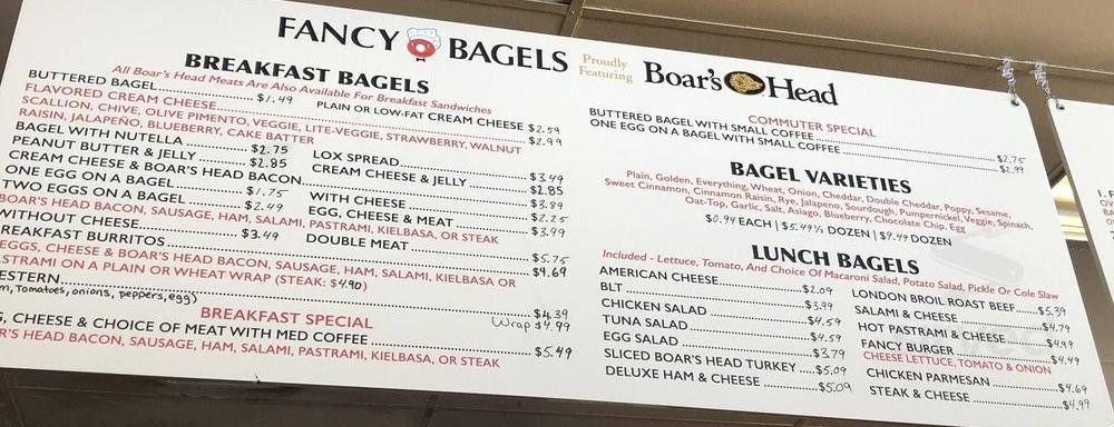 Menu for Fancy Bagels in Farmington, CT | Sirved