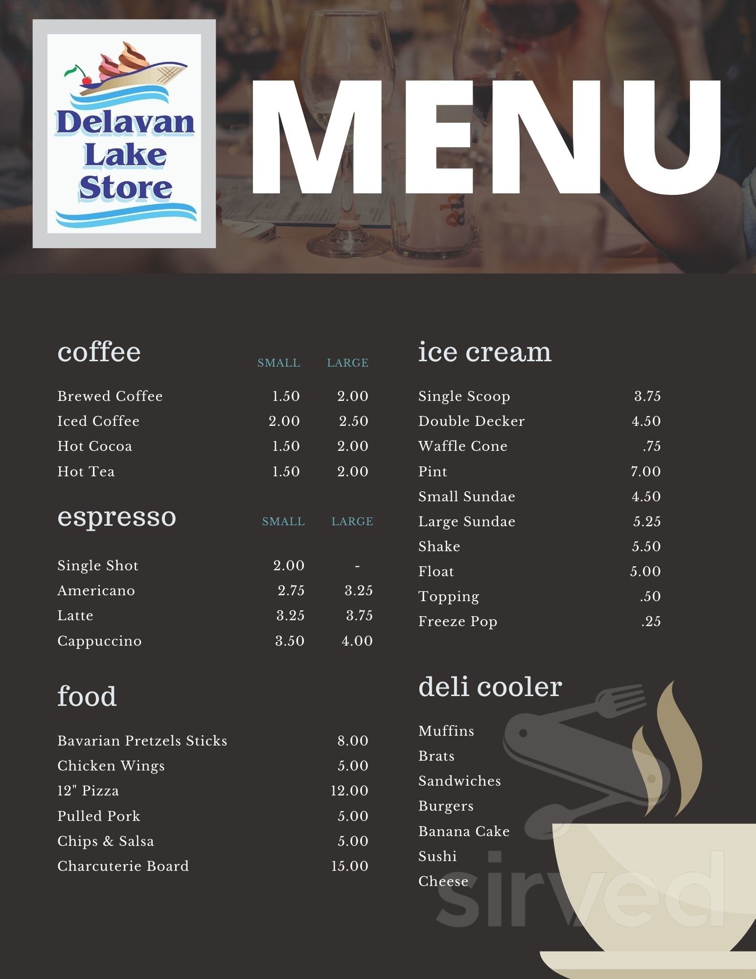 Menu - Delavan WI's the Lounge | Sirved