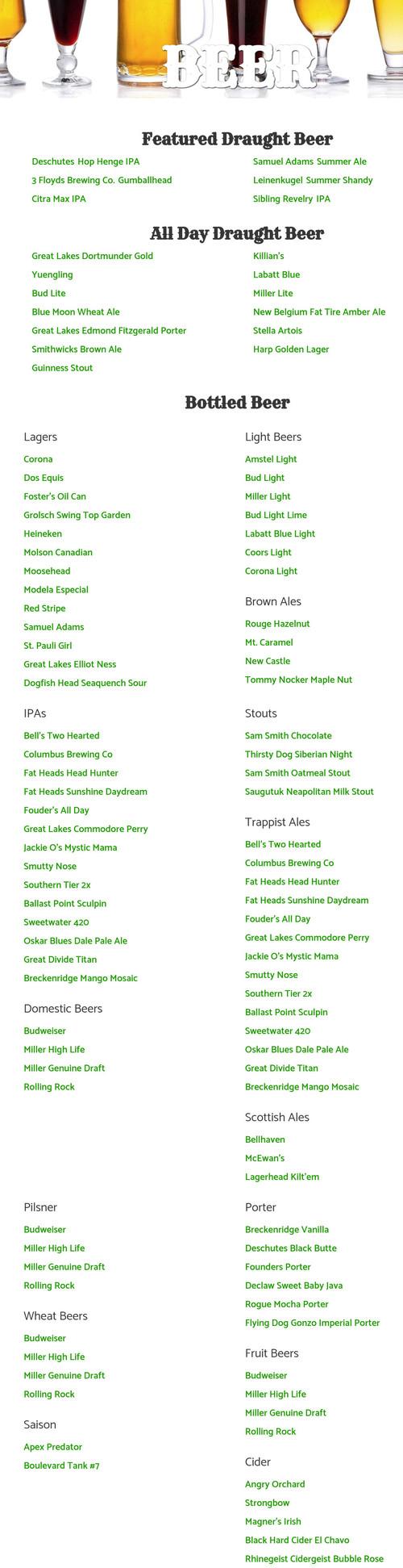 Muldoon's Saloon & Eatery menu in Cleveland, Ohio, USA