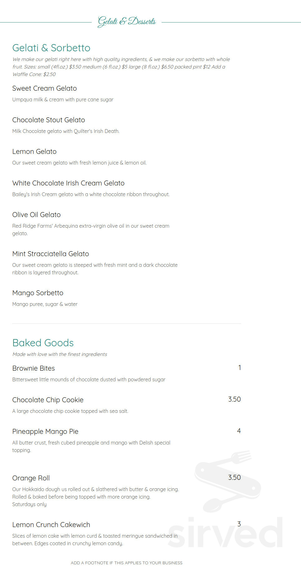 Delish Bistro menu in Hermiston, Oregon, USA