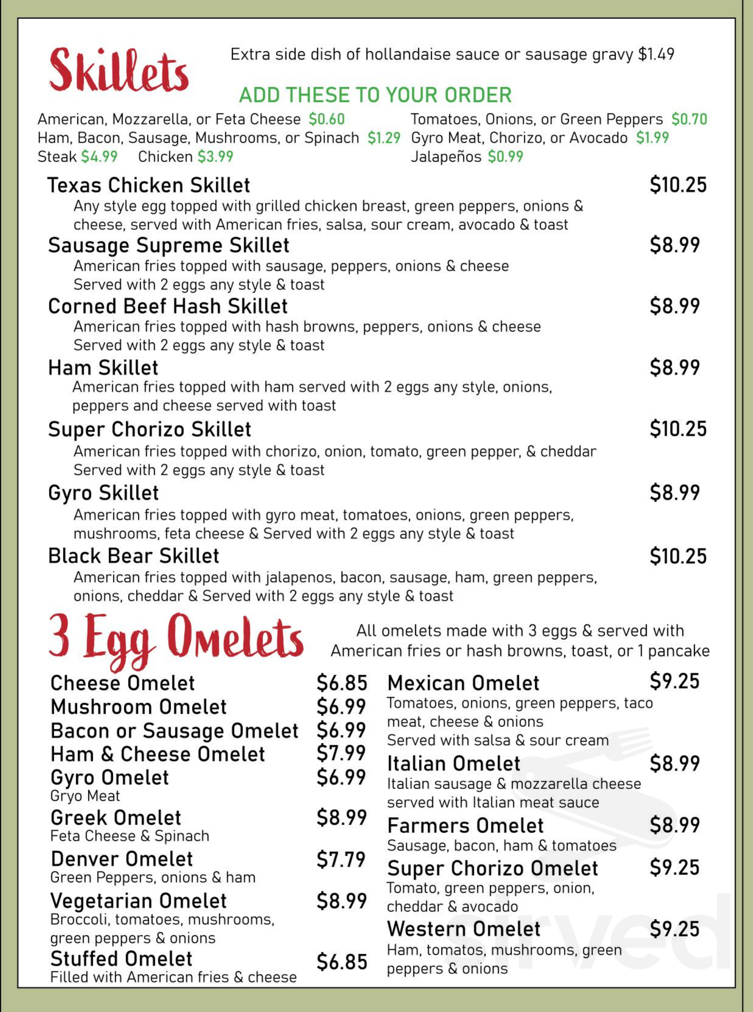 Menu - Appleton WI's Black Bear Family Restaurant | Sirved