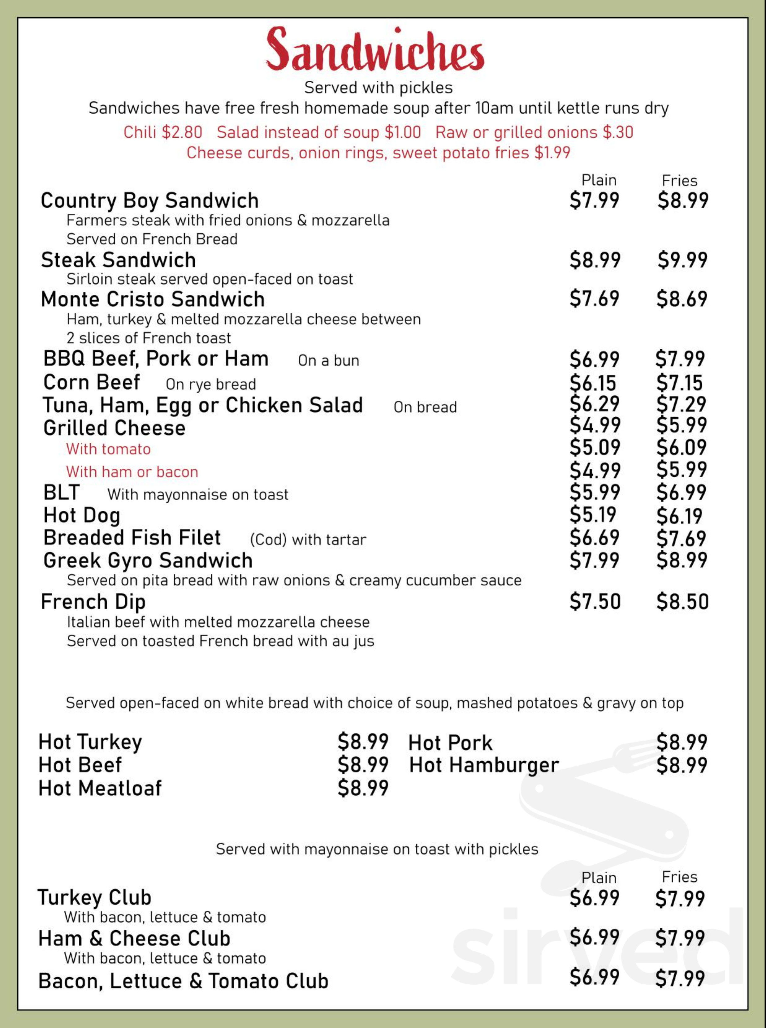 Black Bear Family Restaurant menus in Appleton, Wisconsin, United States