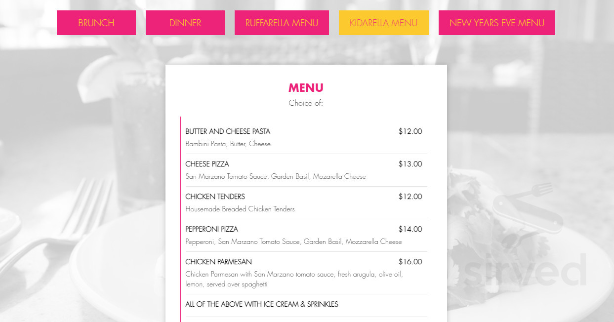 Barbarella Restaurant & Bar menu in La Jolla, California, USA