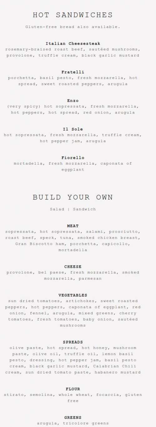 Alidoro menu in New York, New York, USA