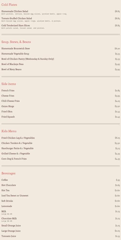 Oscar's Restaurant menu in Roanoke Rapids, North Carolina, USA