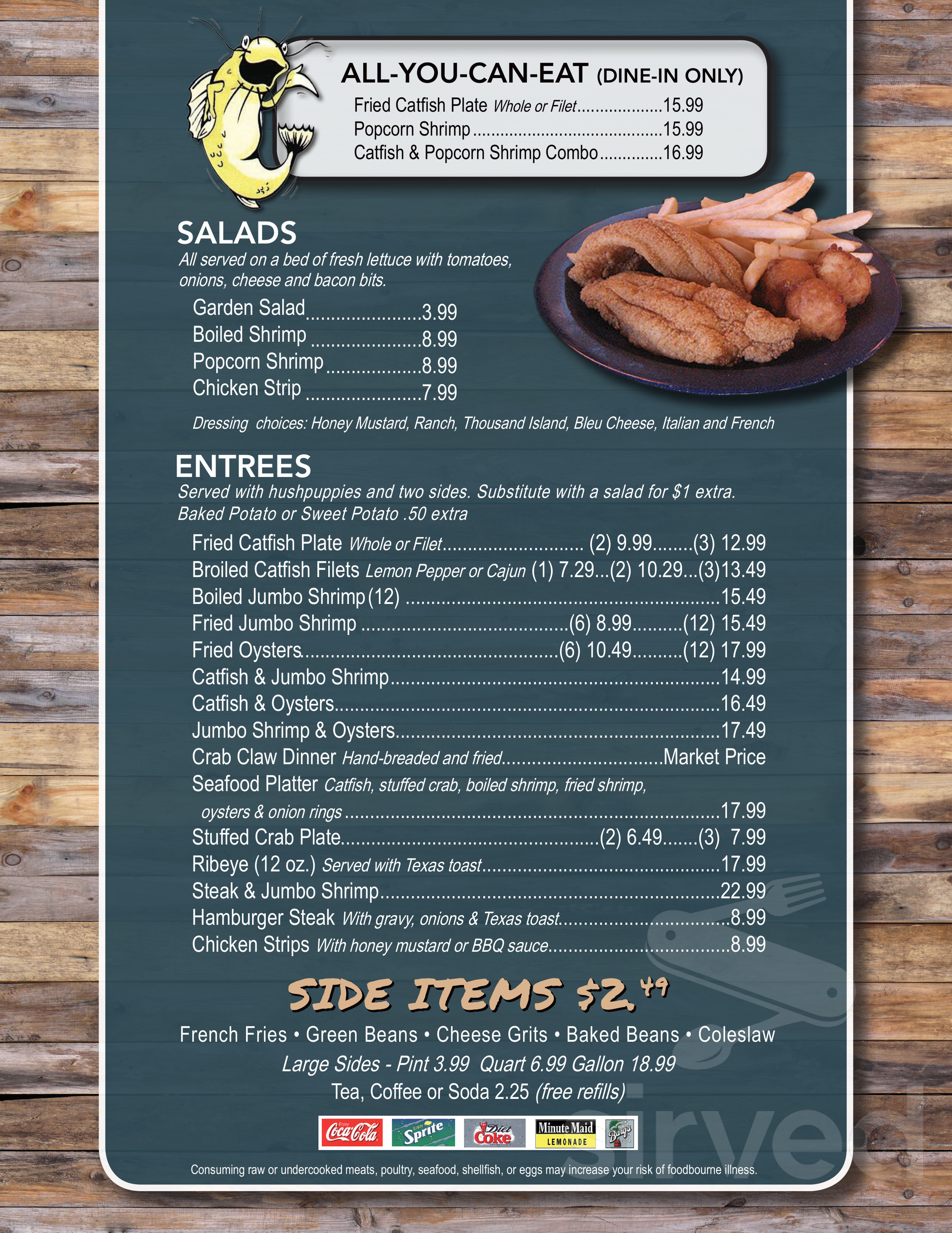 David s Catfish House Pensacola Menu In Pensacola Florida USA