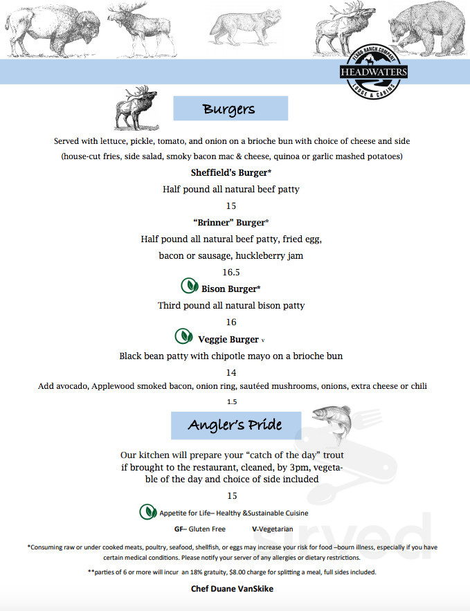 Sheffields Restaurant menus in Moran, Wyoming, United States