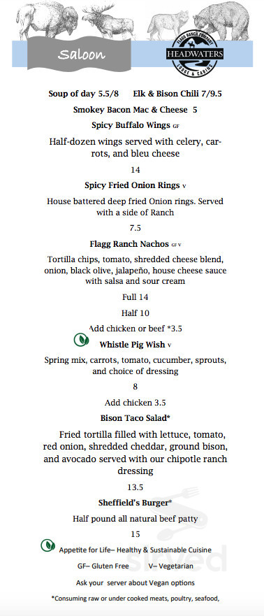 Sheffields Restaurant menus in Moran, Wyoming, United States