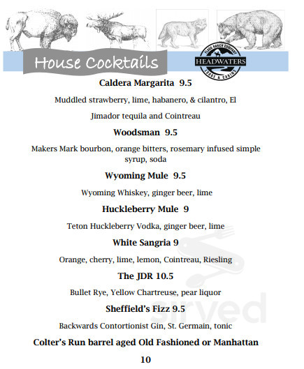 Sheffields Restaurant menus in Moran, Wyoming, United States