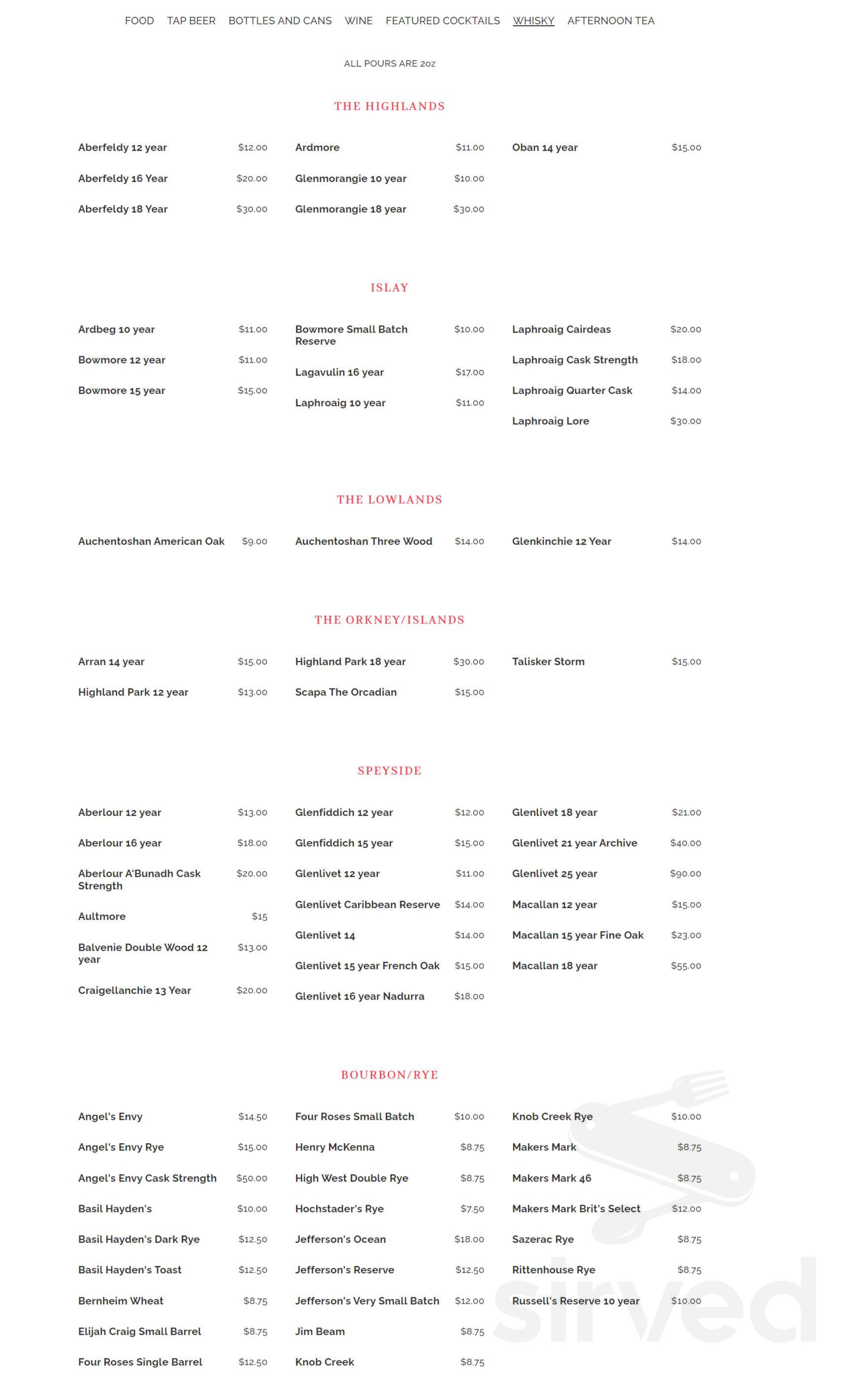 Brit's Pub menu in Minneapolis, Minnesota, USA