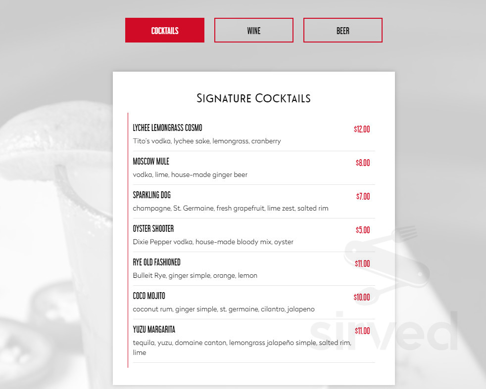 Menu - Mt Pleasant SC's Pier 41 | Sirved