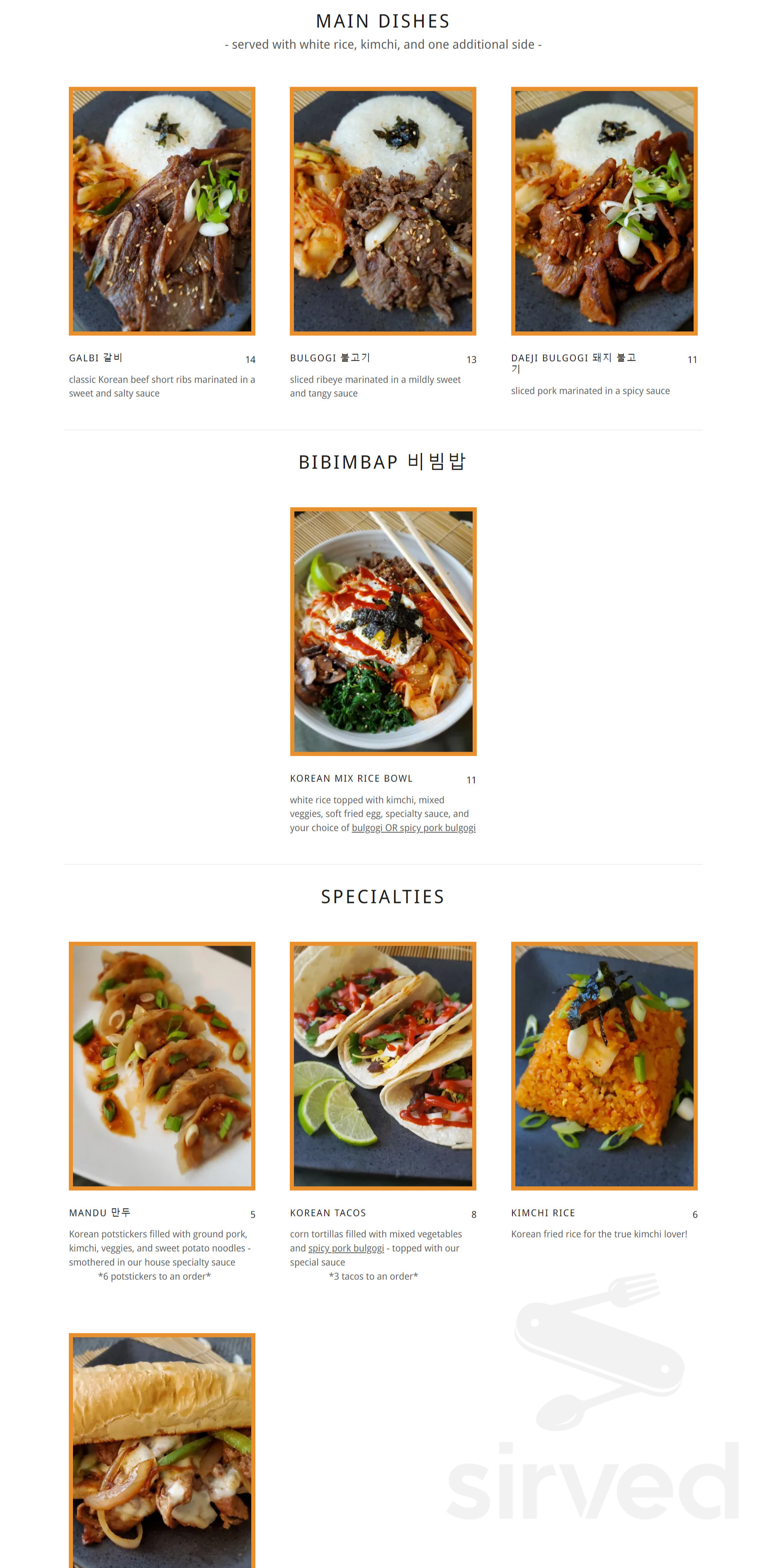 The Porky Korean Food Truck menu in Ammon, Idaho, USA