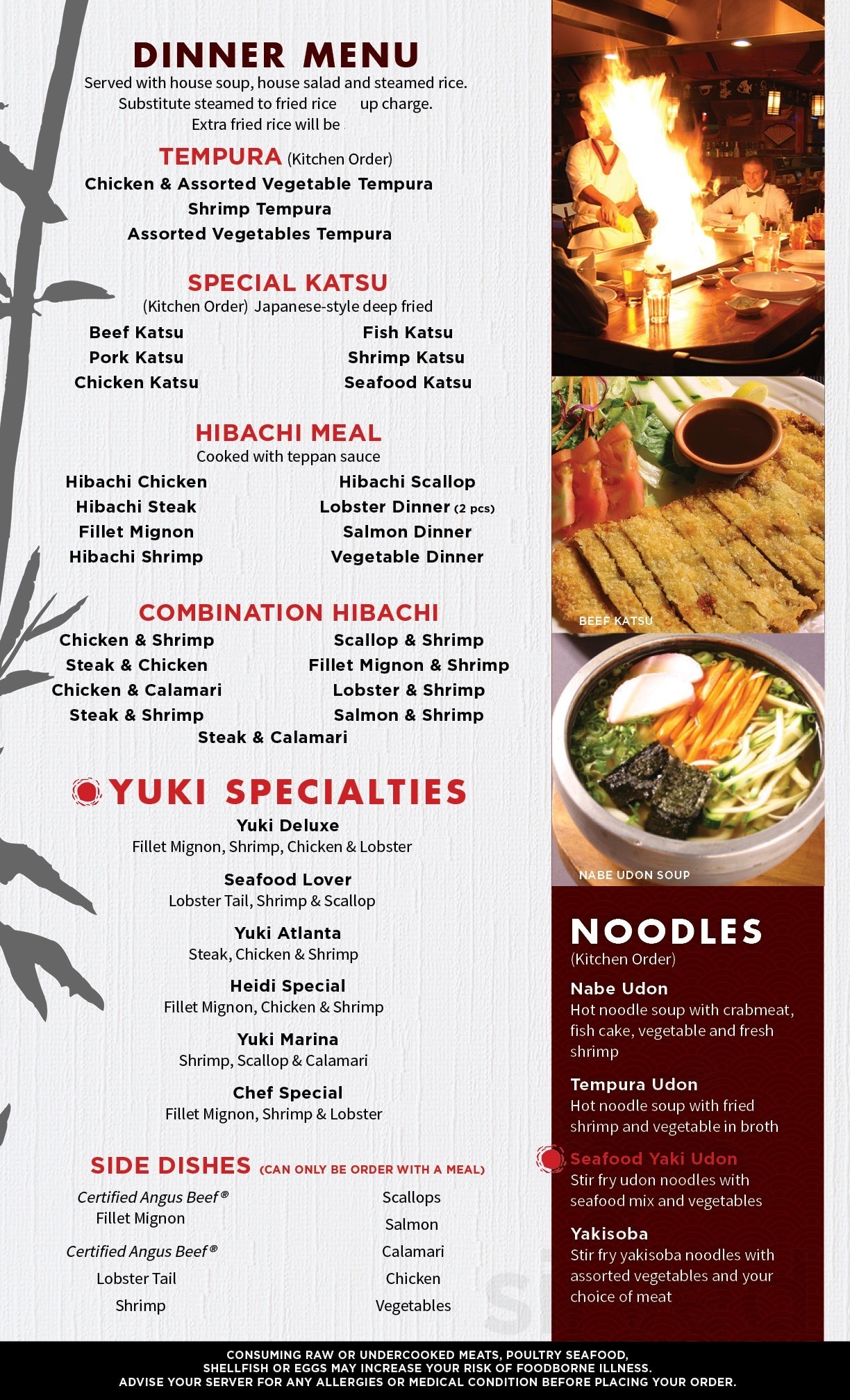 Yuki Japanese & Korean BBQ Restaurant menu in McDonough, Georgia, USA