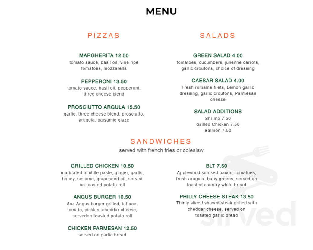 Cappy's Hillside Cafe menu in Newport, Rhode Island, USA