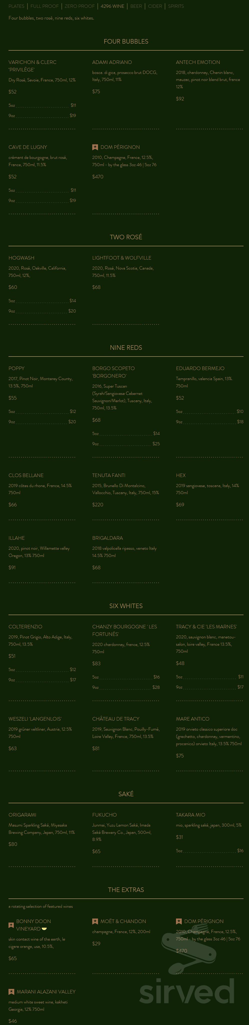 4296 menu in Canmore, Alberta, Canada