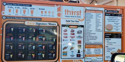 Thirst Drinks menu in Millcreek, Utah, USA