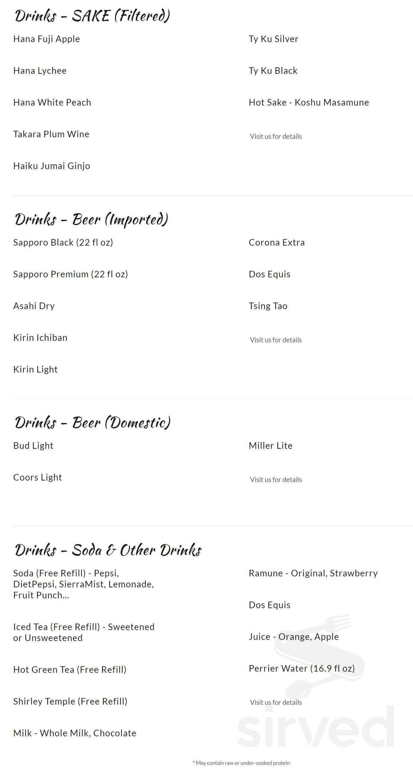 Akarii Revolving Sushi menus in Fort Worth, Texas, United States