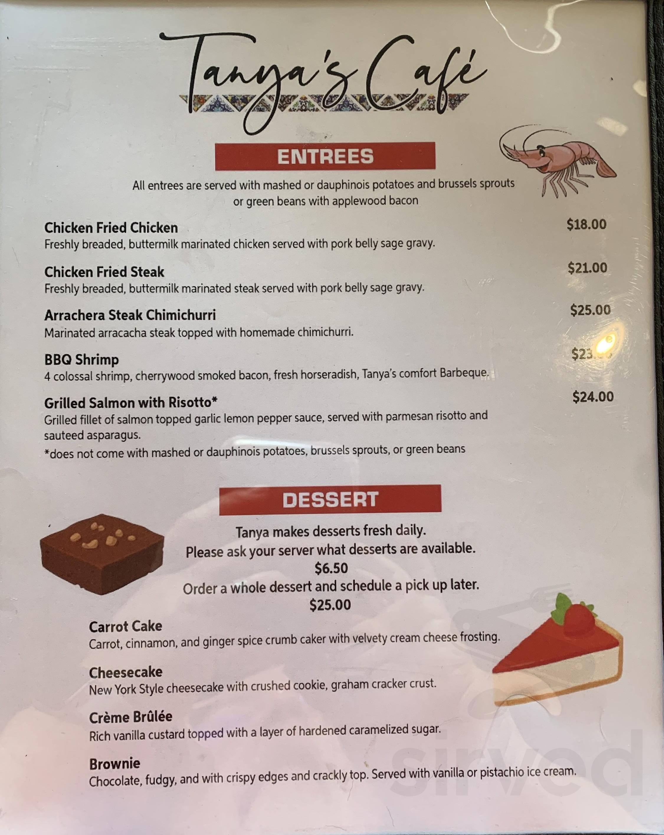 Tanya's Cafe menu in Garland, Texas, USA