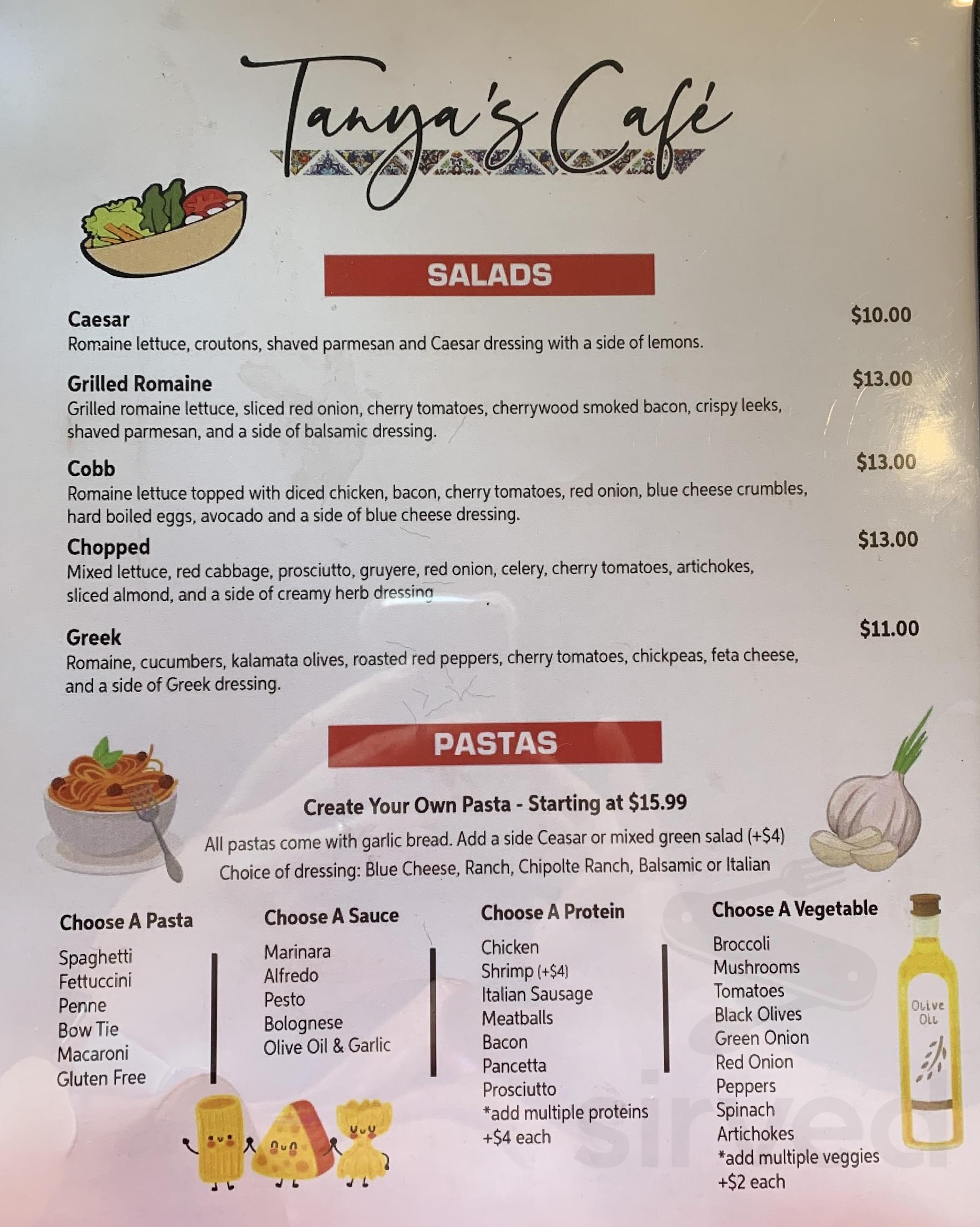 Tanya's Cafe menu in Garland, Texas, USA
