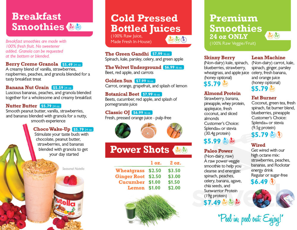 The Orange Peel menu in St. George, Utah, USA