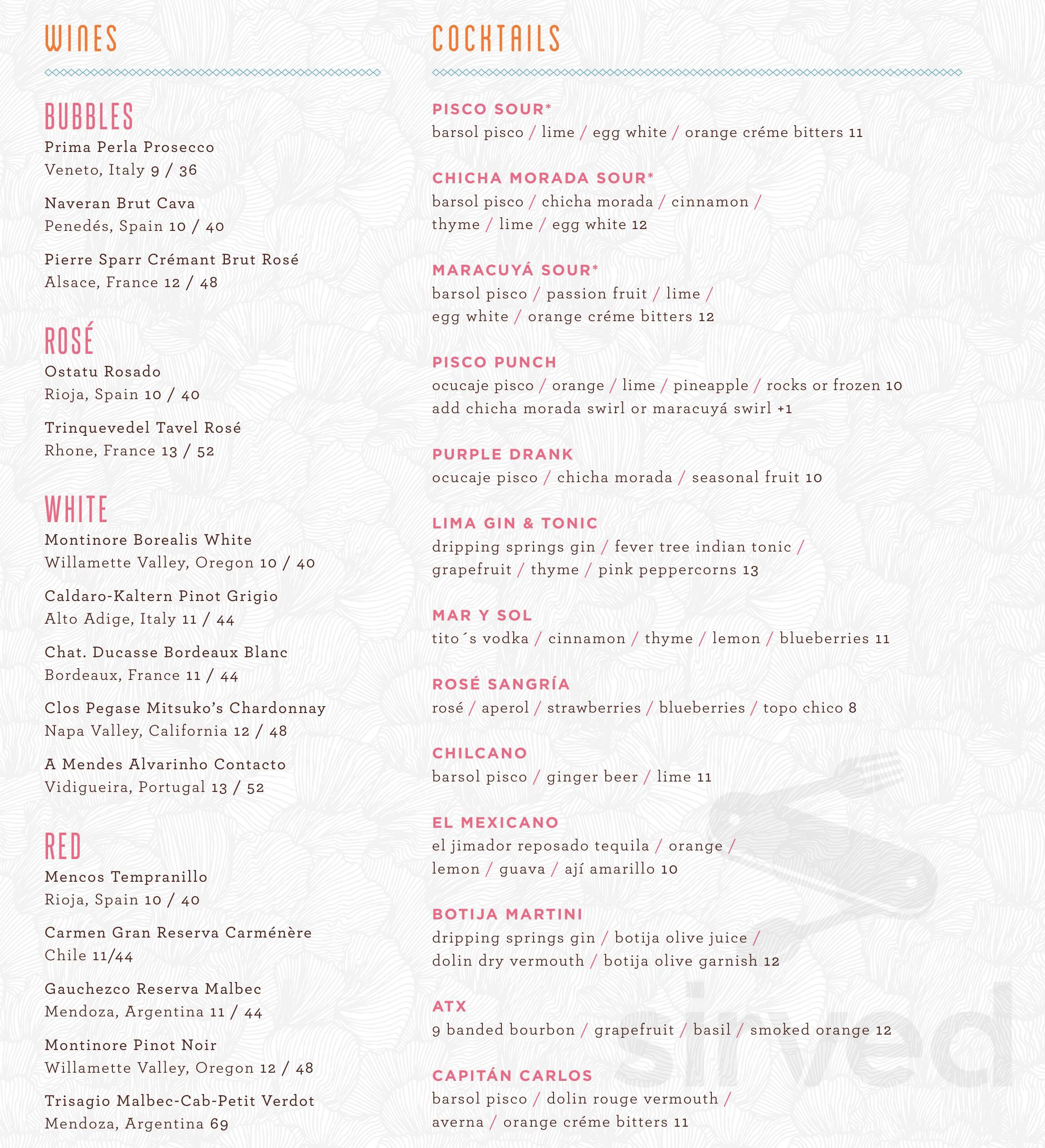 Yuyo menu in Austin, Texas, USA