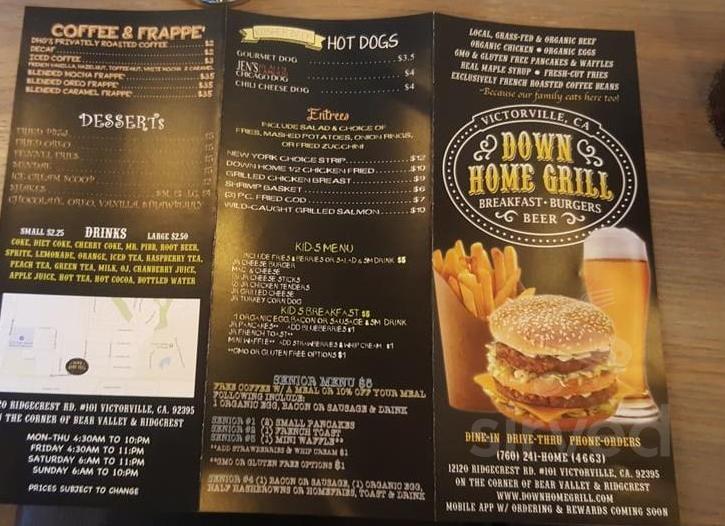 Down Home Grill menus in Victorville, California, United States