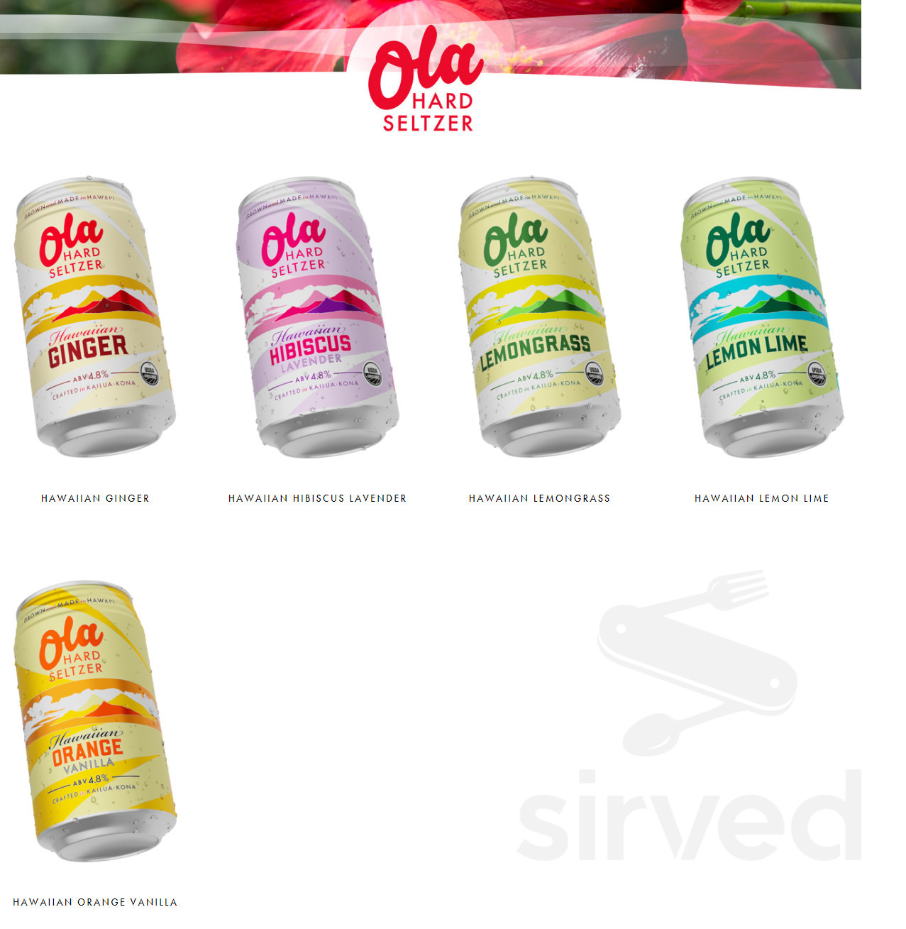 Ola Brew Co menu in Kailua-Kona, Hawaii, USA