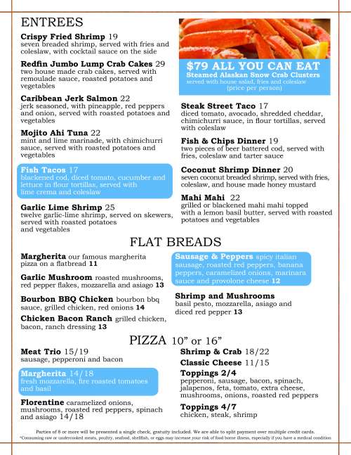 Redfin Blues menu in Pittsburgh, Pennsylvania, USA