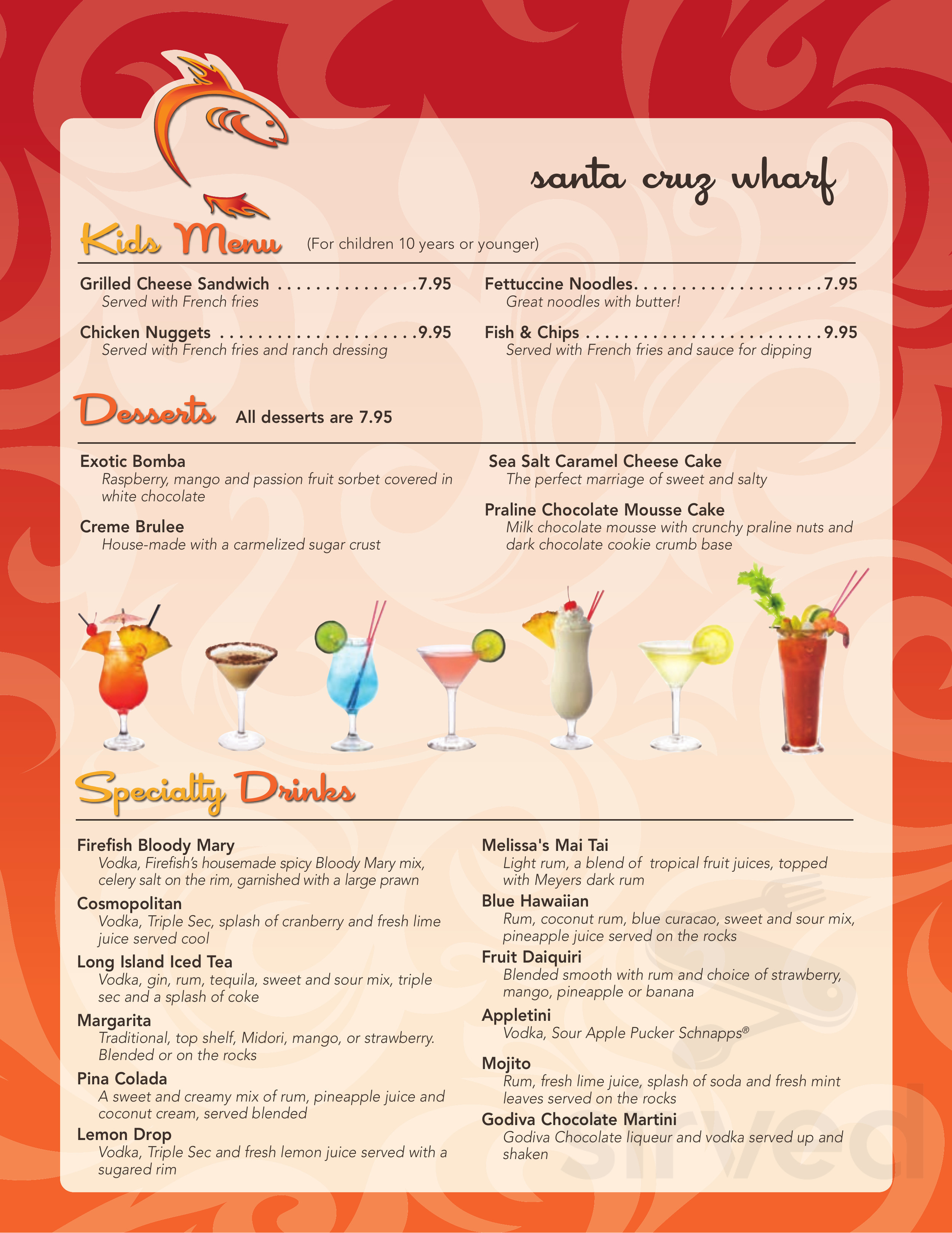 Menu - Santa Cruz CA's FireFish Grill | Sirved